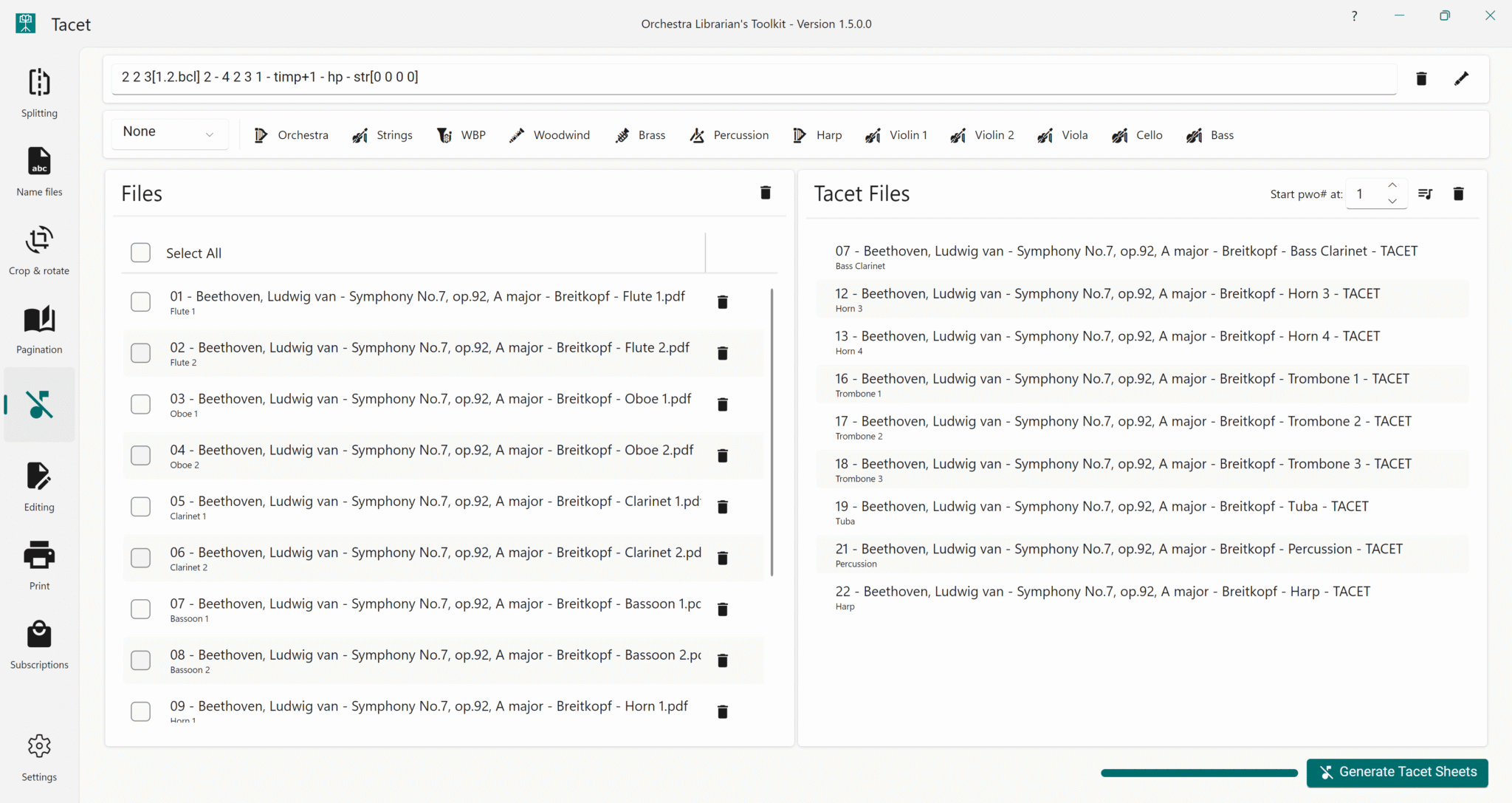 Create Tacet Sheets - Orchestra Librarian's Toolkit